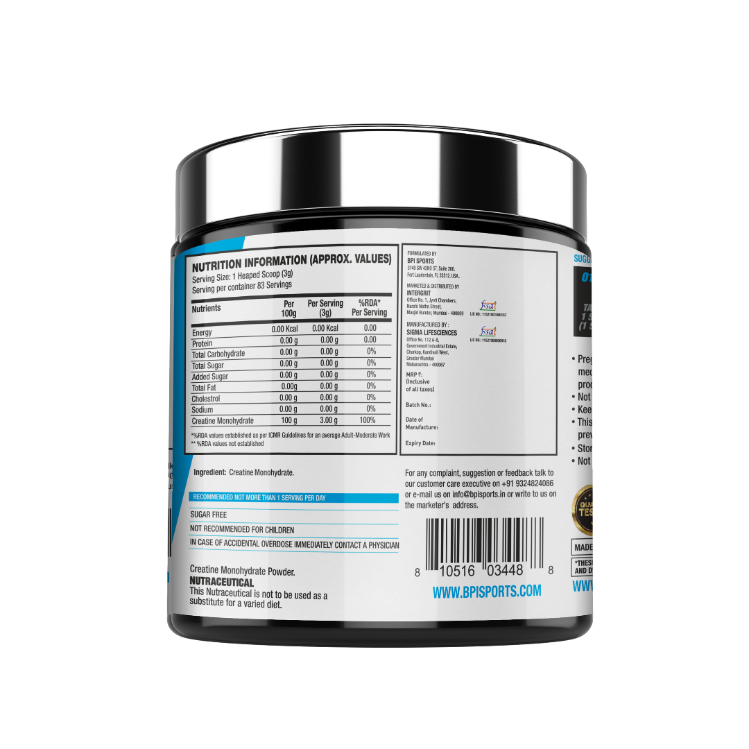BPI Micronized Creatine - 250 Gms - Unflavoured